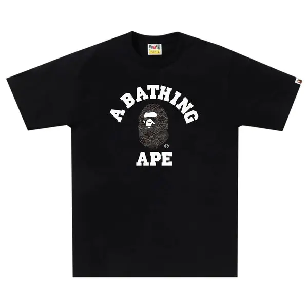 A BATHING APE Layered Line Camo College Tee - Black