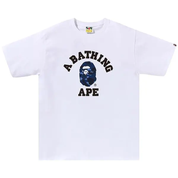 A BATHING APE Color Camo College Tee - White