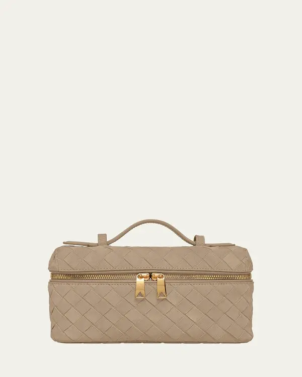 Bottega Veneta Intrecciato Suede Crossbody Bag - Ecru