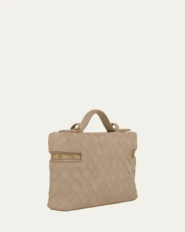 Bottega Veneta Intrecciato Suede Crossbody Bag - Ecru