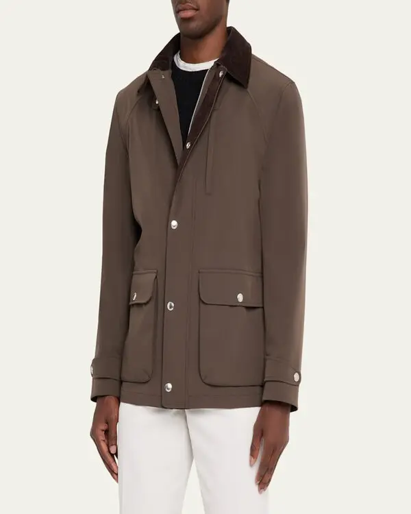 Brunello Cucinelli Nylon Jacket With Corduroy Collar