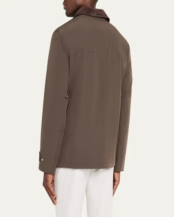 Brunello Cucinelli Nylon Jacket With Corduroy Collar
