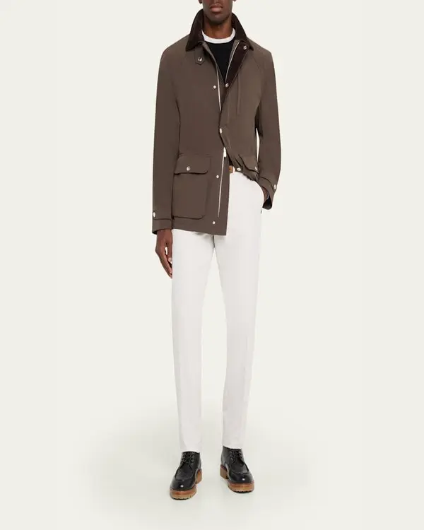 Brunello Cucinelli Nylon Jacket With Corduroy Collar