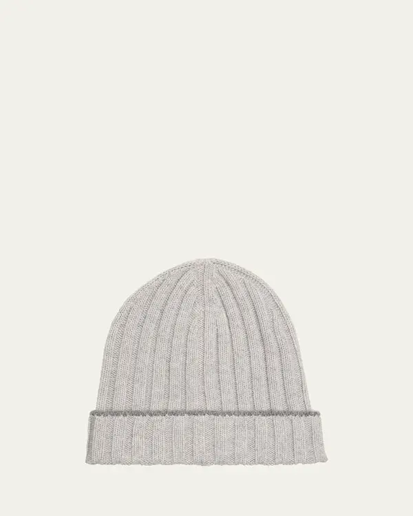 Brunello Cucinelli Cashmere Rib Beanie Hat - Cs170 Dark Grey