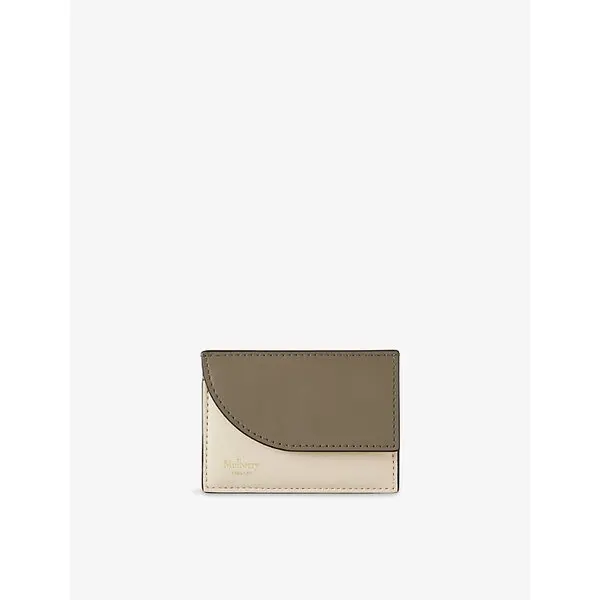 Mulberry Compact Leather Card Holder - Eggshell-linen Green