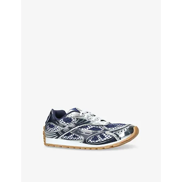 Bottega Veneta Orbit Mesh And Woven Low-top Trainers - Navy