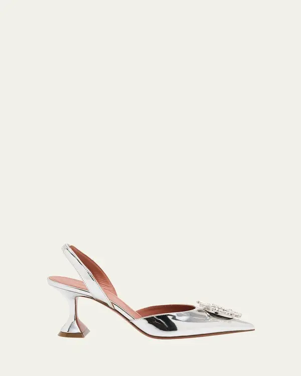 Amina Muaddi Begum Mirror Leather Slingback Pumps