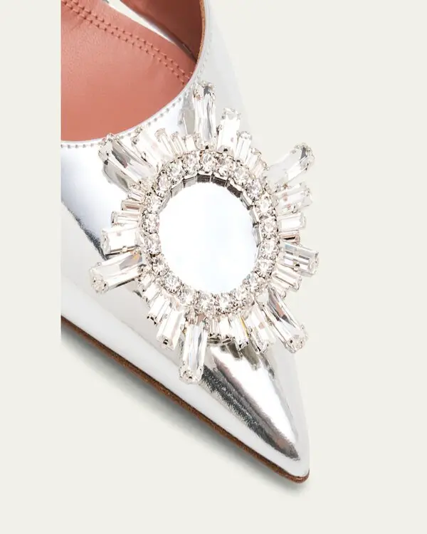 Amina Muaddi Begum Mirror Leather Slingback Pumps