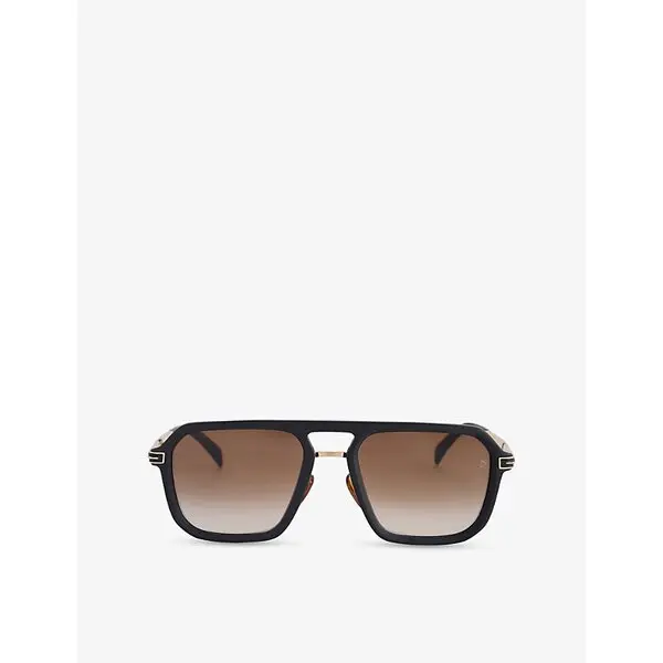 DB EYEWEAR BY DAVID BECKHAM Rectangle Sunglasses - Matte Black Gold
