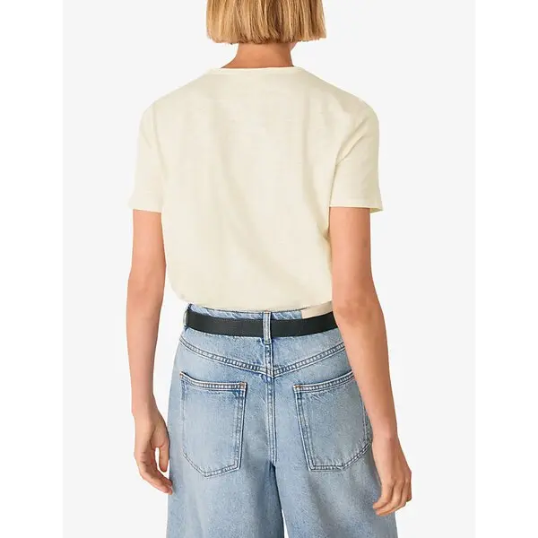 Whistles Cotton T-shirt With Double Trim - Cream