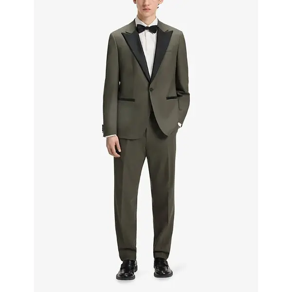 Hugo Contrast-trim Regular-fit Stretch Wool-blend Suit