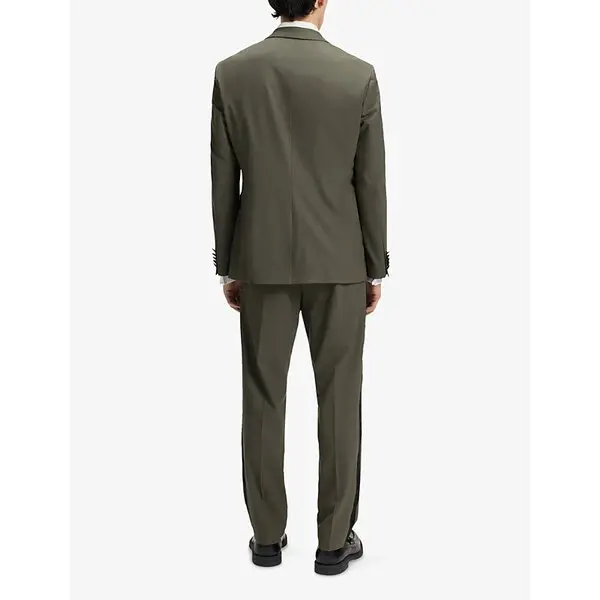 Hugo Contrast-trim Regular-fit Stretch Wool-blend Suit
