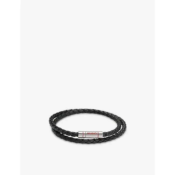 Hugo Boss Braided Leather Bracelet - Black