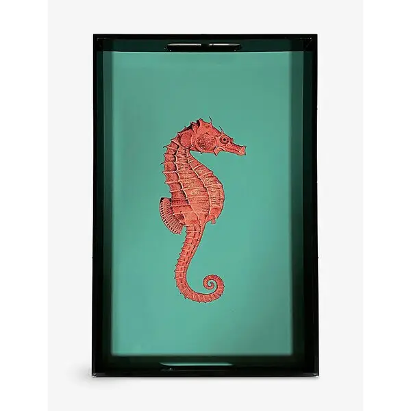 LES-OTTOMANS Sea Horse Wooden Tray 40cm X 25cm - One-color