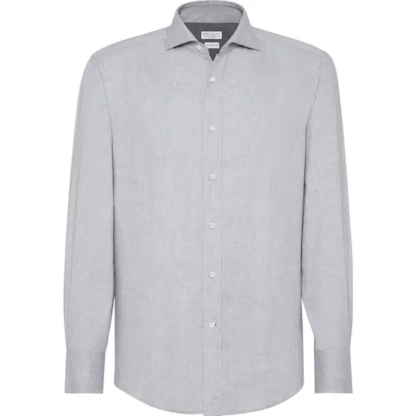 Brunello Cucinelli Flannel Chevron Shirt - Grey