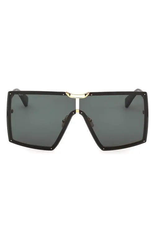 Max Mara 69mm Shield Sunglasses - Gold/ Strpd Emerald / Emerald