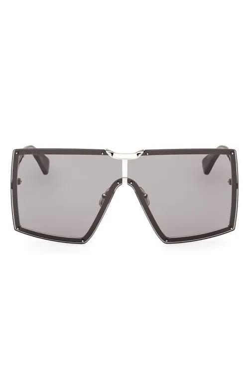 Max Mara 69mm Shield Sunglasses - Palladium/ Stripd Grey / Smoke
