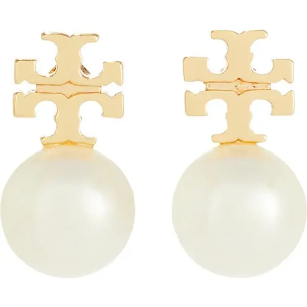 Tory Burch Faux Pearl Stud Earrings - Tory Gold/pearl