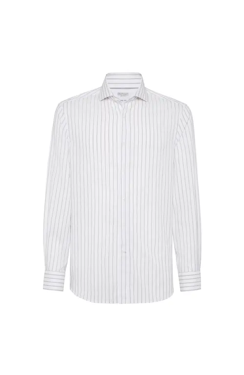 Brunello Cucinelli Striped Shirt - Navy Blue