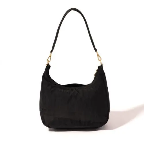 BAGGALLINI Coastal Flip Lock Half Moon Bag - Black W/ Gold Hardware