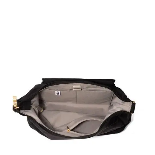 BAGGALLINI Coastal Flip Lock Half Moon Bag - Black W/ Gold Hardware
