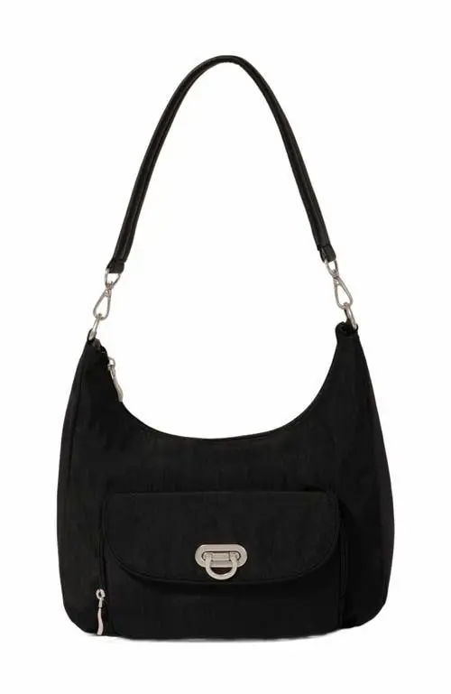 BAGGALLINI Coastal Flip Lock Half Moon Bag - Black
