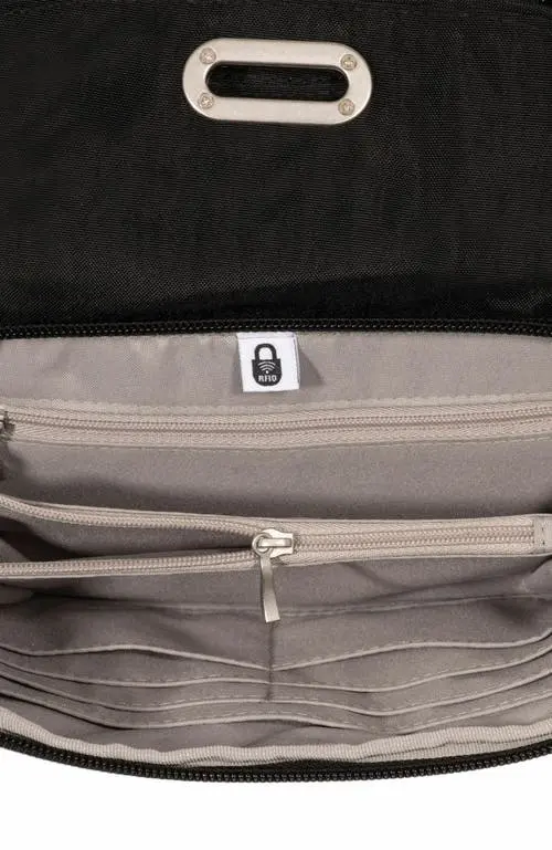 BAGGALLINI Coastal Flip Lock Half Moon Bag - Black