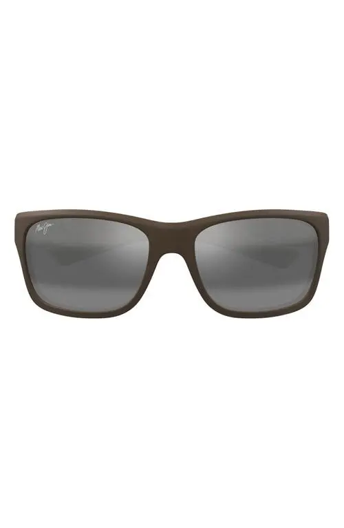 Maui Jim Rectangular Wrap Sunglasses - Brown/ Neutral Grey