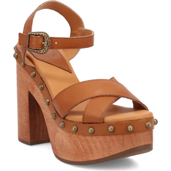 DINGO Lotus Ankle Strap Platform Sandal - Tan
