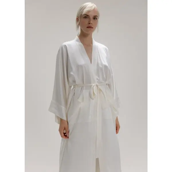 ALAS Silk Kimono Robe - Milk White