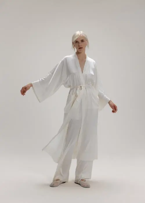 ALAS Silk Kimono Robe - Milk White