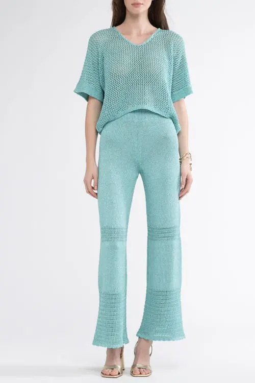 SUNDAY SAINT-TROPEZ Leo Crochet Top - Turquoise
