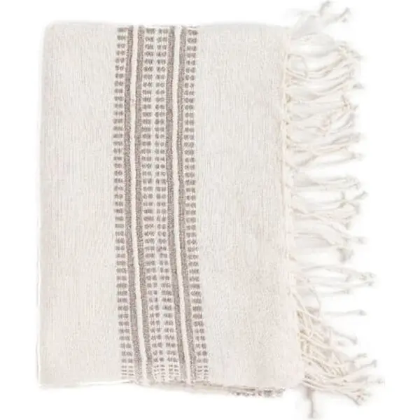 CREATIVE WOMEN Aden Cotton Hand Towel - Natural W/ Stone