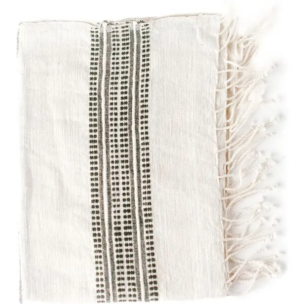 CREATIVE WOMEN Aden Cotton Hand Towel - Natural W/grey