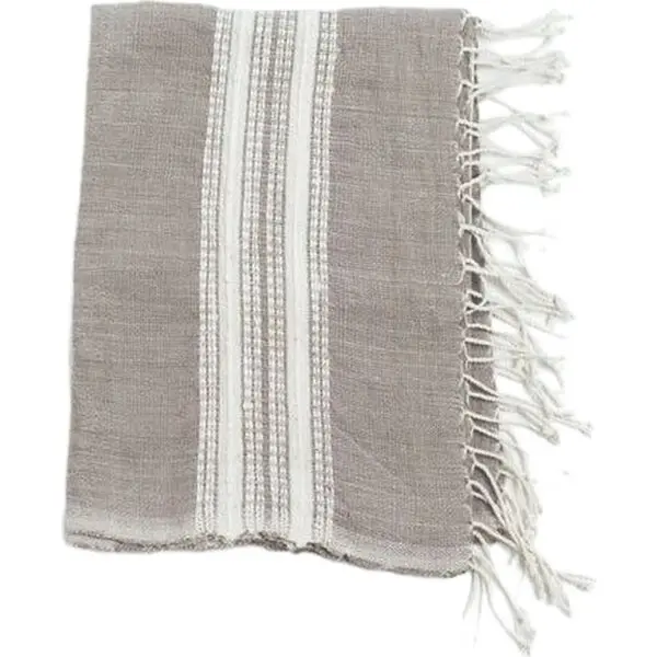 CREATIVE WOMEN Aden Cotton Hand Towel - Stone W/ Natural