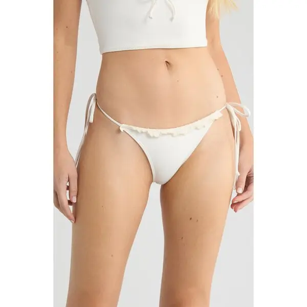 PACSUN Sakura Ruffle Fixed Bow Bikini Bottoms - Gardenia