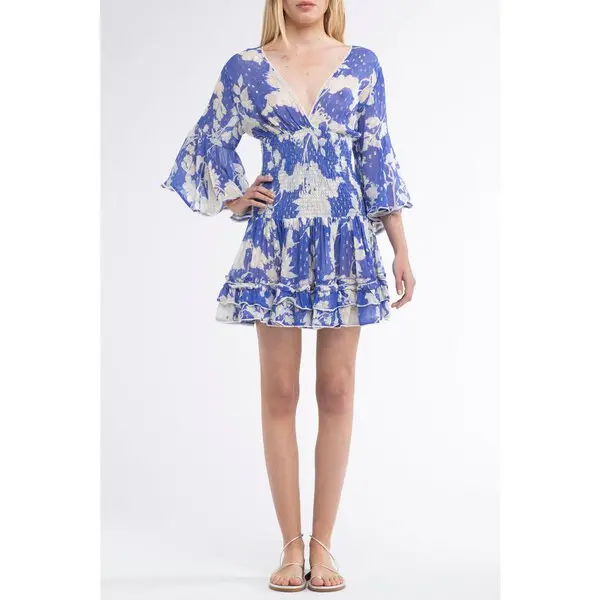 SUNDAY SAINT-TROPEZ Jenina Flower Mini Dress - Blue