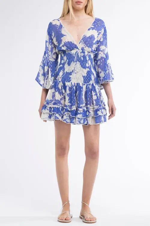 SUNDAY SAINT-TROPEZ Jenina Flower Mini Dress - Blue