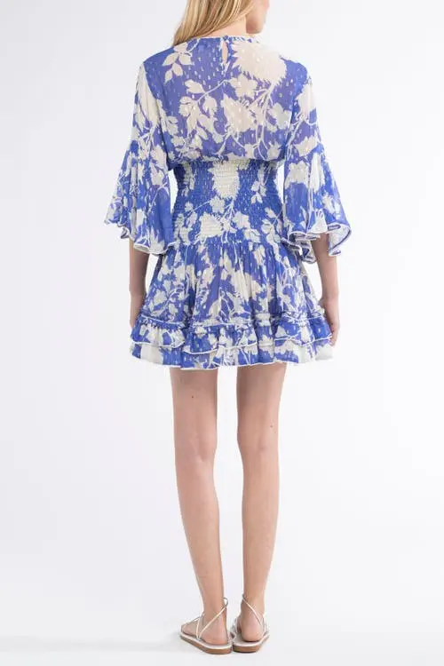 SUNDAY SAINT-TROPEZ Jenina Flower Mini Dress - Blue