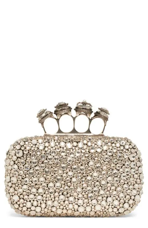 Alexander McQueen Spider Crystal Knuckle Box Clutch - Silver/ Silver