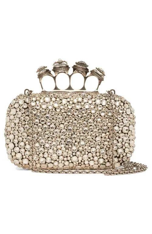 Alexander McQueen Spider Crystal Knuckle Box Clutch - Silver/ Silver