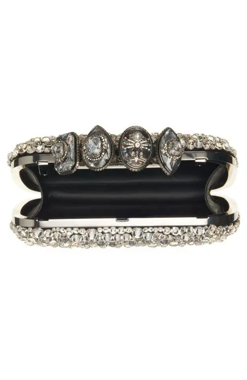 Alexander McQueen Spider Crystal Knuckle Box Clutch - Silver/ Silver