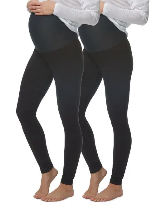 Felina Velvety Soft Maternity Leggings 2 Pack - Black