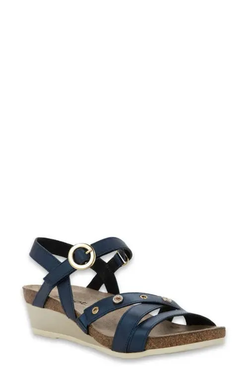 Naot Sparkle Wedge Sandal - Polar Sea Leather