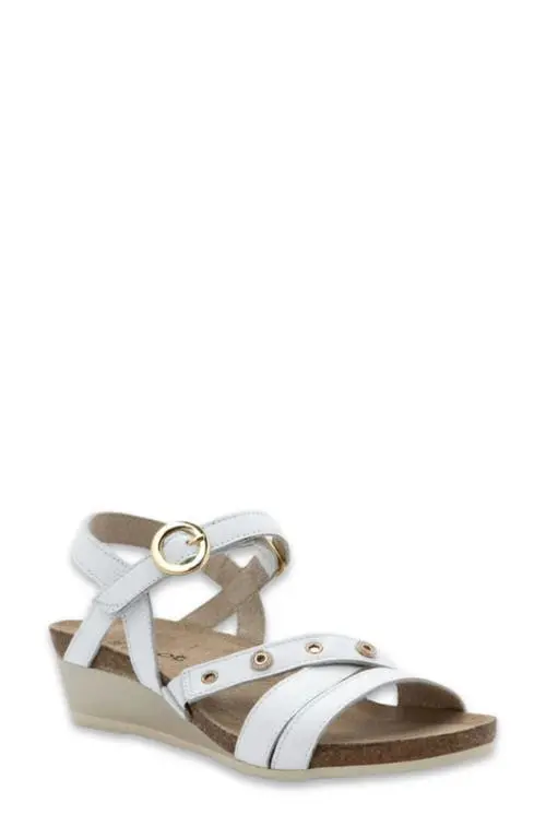 Naot Sparkle Wedge Sandal - White Leather