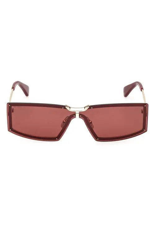 Max Mara 68mm Oversize Rectangle Sunglasses - Gold/ Bordeaux / Marsala Wine