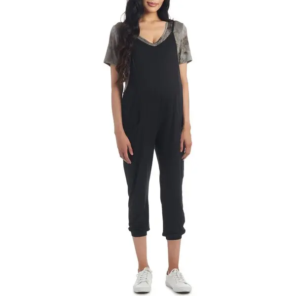 EVERLY GREY Maternity/nursing Knit Romper - Black