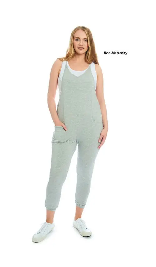EVERLY GREY Maternity/nursing Knit Romper - Heather Grey Solid