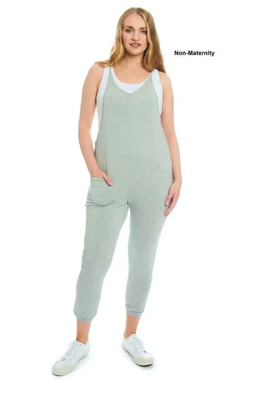EVERLY GREY Maternity/nursing Knit Romper - Heather Grey Solid