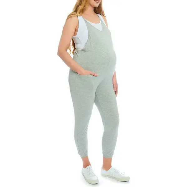 EVERLY GREY Maternity/nursing Knit Romper - Heather Grey Solid